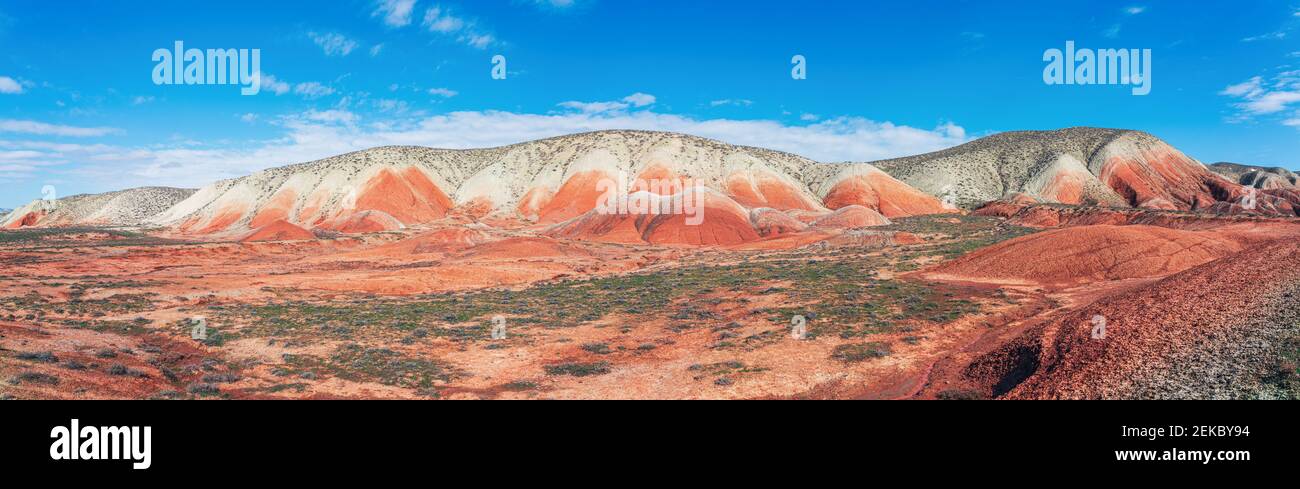 Amazing beautiful red mountains landscape, wide panorama Stock Photo ...