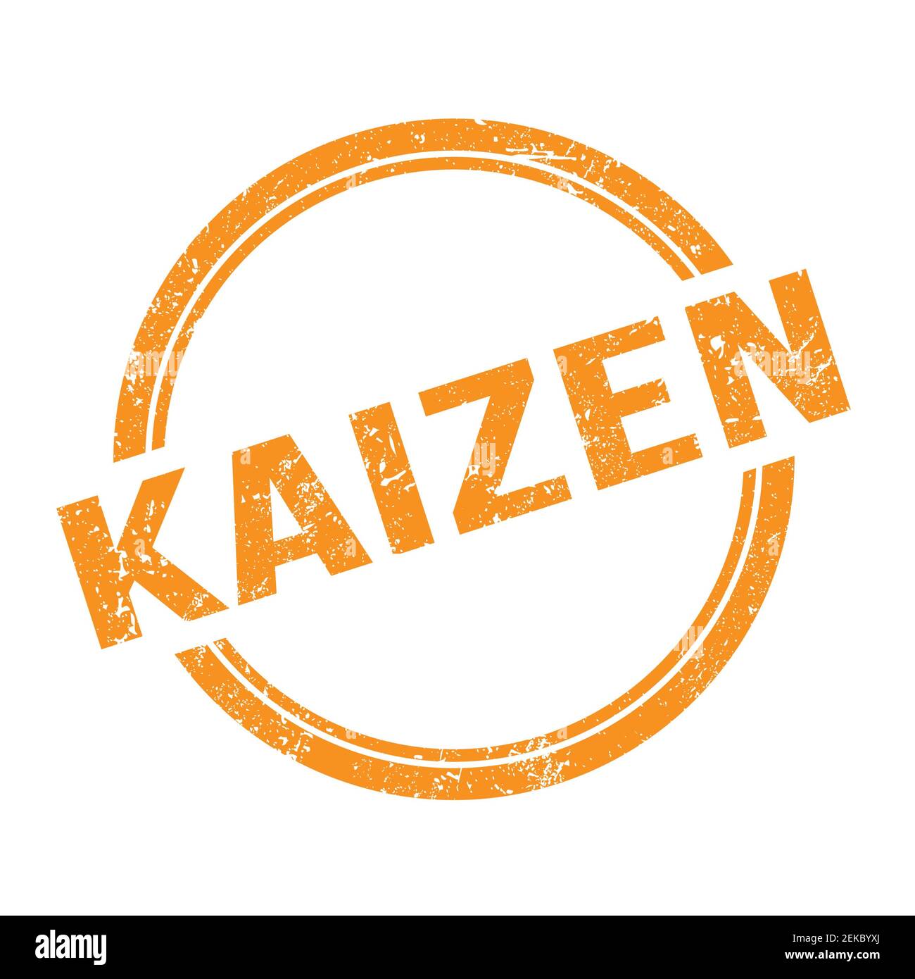 KAIZEN text written on orange grungy vintage round stamp Stock Photo ...