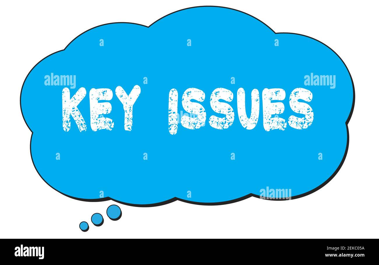 KEY ISSUES text written on a blue thought cloud bubble Stock Photo - Alamy