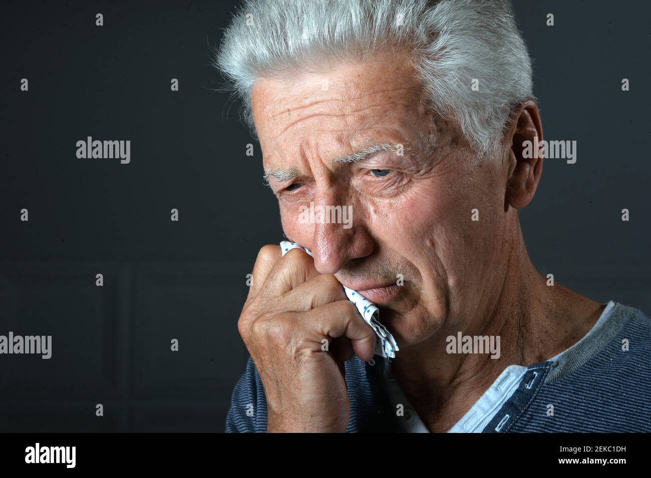 Close-up portrait of a sick senior man Stock Photo - Alamy