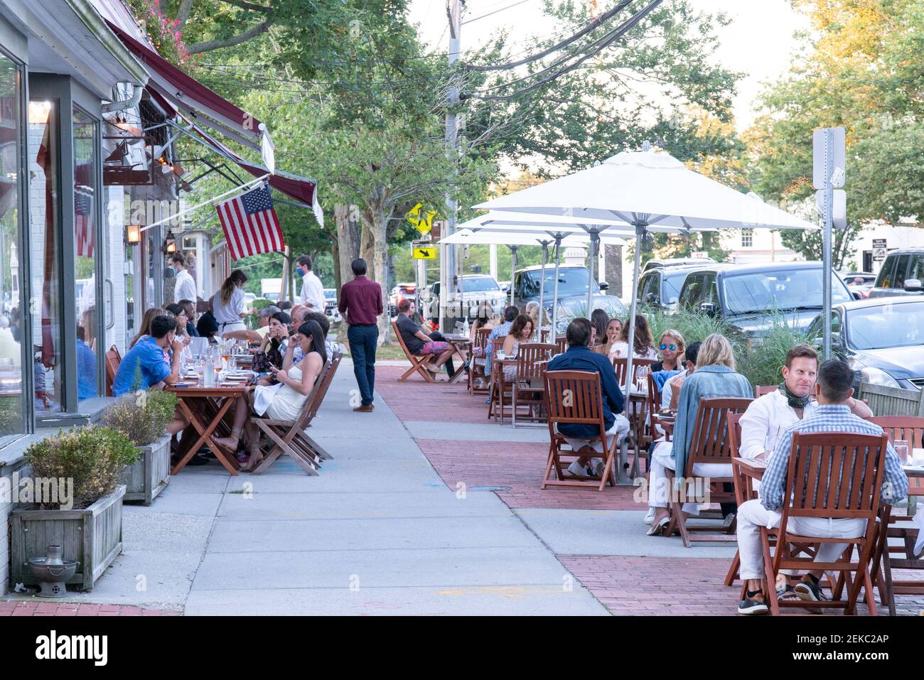 Streetscape at Pierre's Restaurant in Bridgehampton, NY on August 1 ...