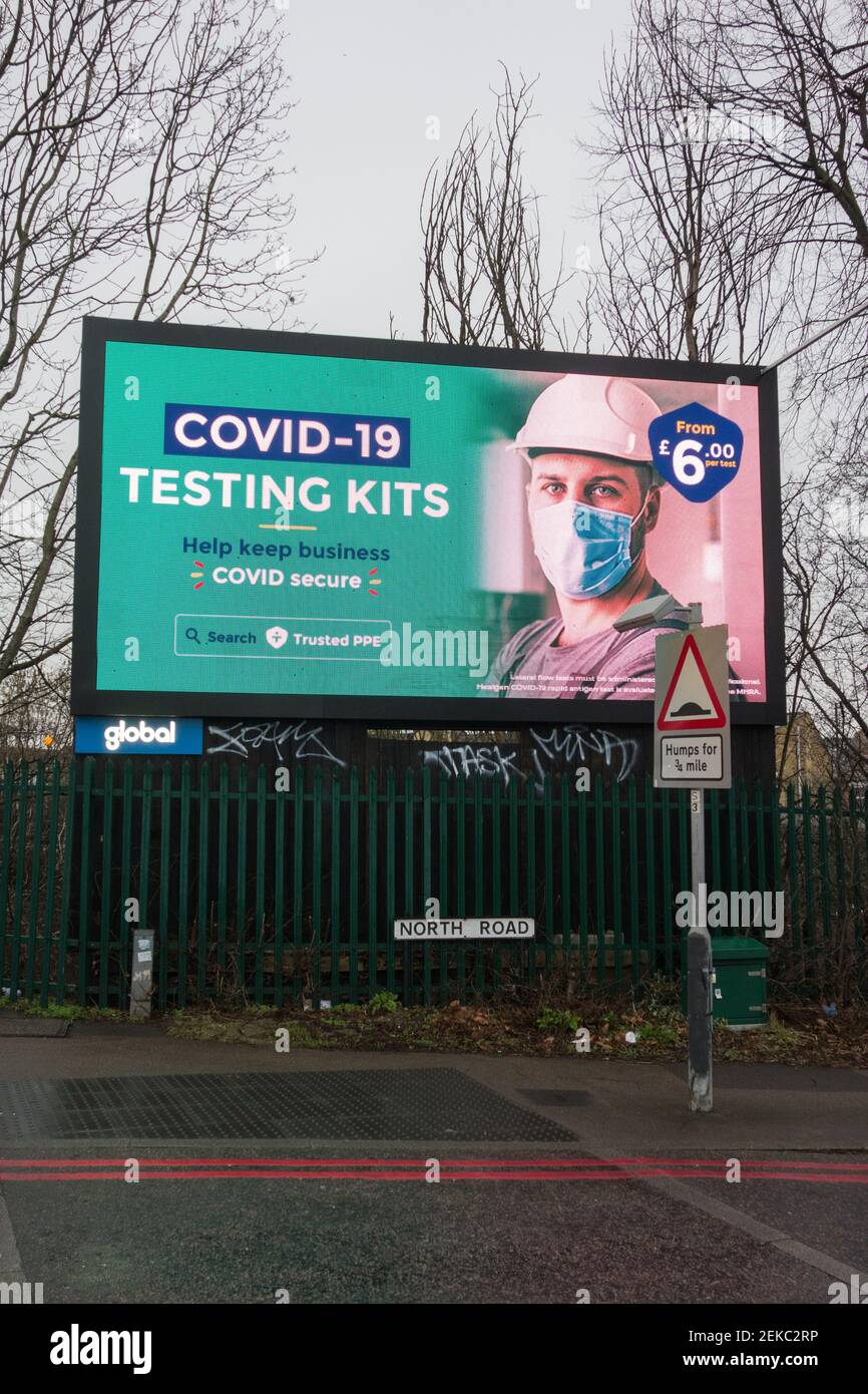An advertisement for a Covid-19 Testing Kit on a Global electronic ...