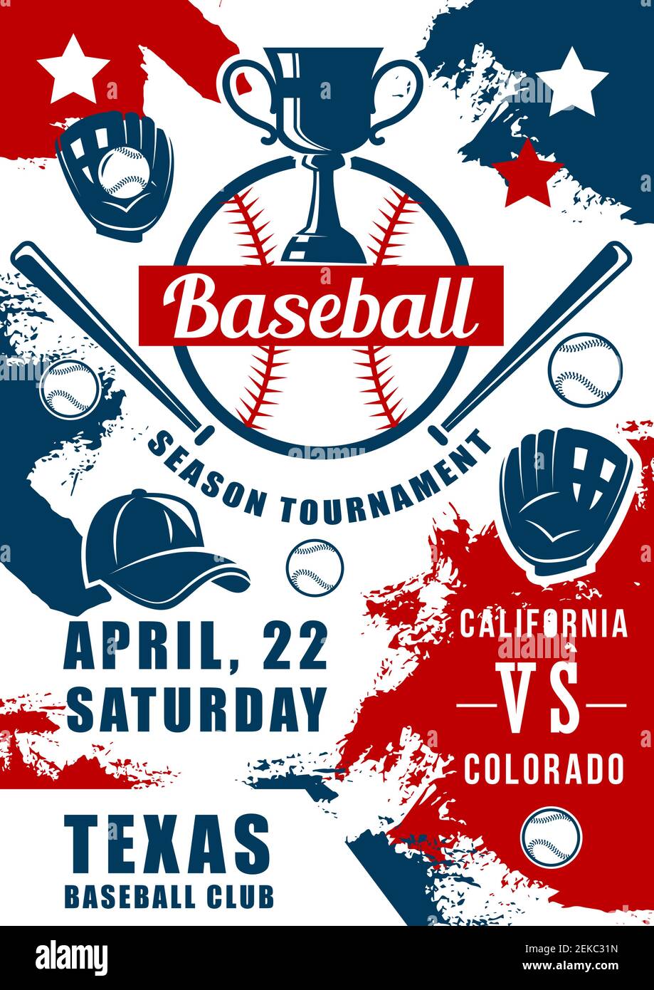 Baseball tournament, sport game match promo design with vector balls ...
