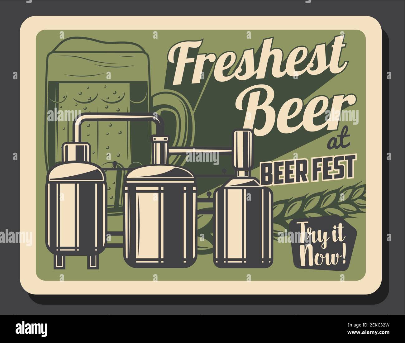 Craft beer brewery retro poster with glass of alcohol beverage and ...