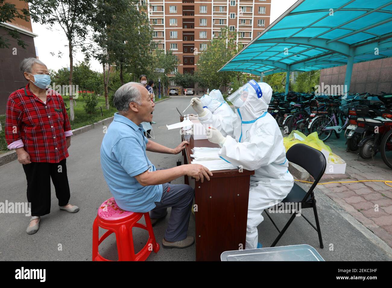 SHUANGHE, CHINA - AUGUST 1, 2020 - The residents of the community ...