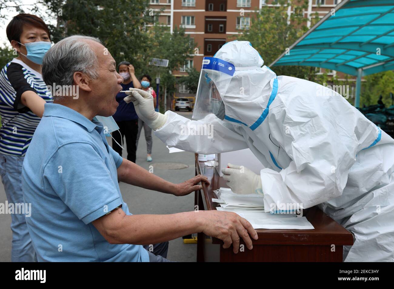 SHUANGHE, CHINA - AUGUST 1, 2020 - The residents of the community ...