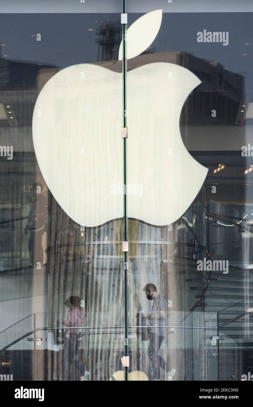 American multinational technology company, Apple store and logo seen in ...