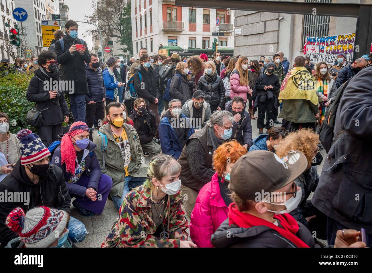 2/23/2021 - Milan. Show workers and students one year after the COVID ...
