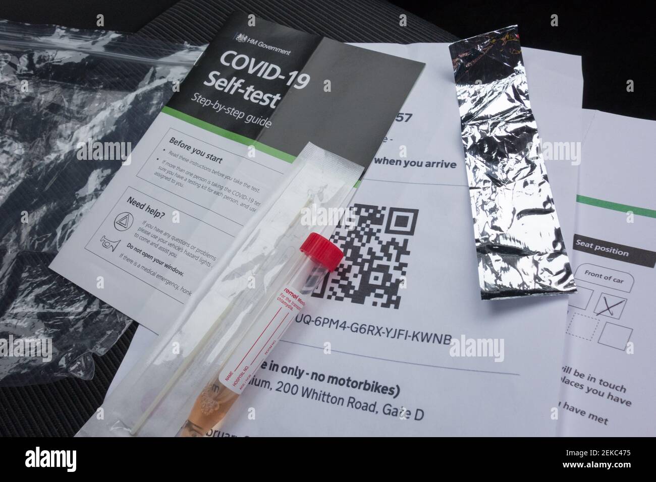 Covid-19 Self-Test Step-by-step guide and paraphernalia Stock Photo - Alamy