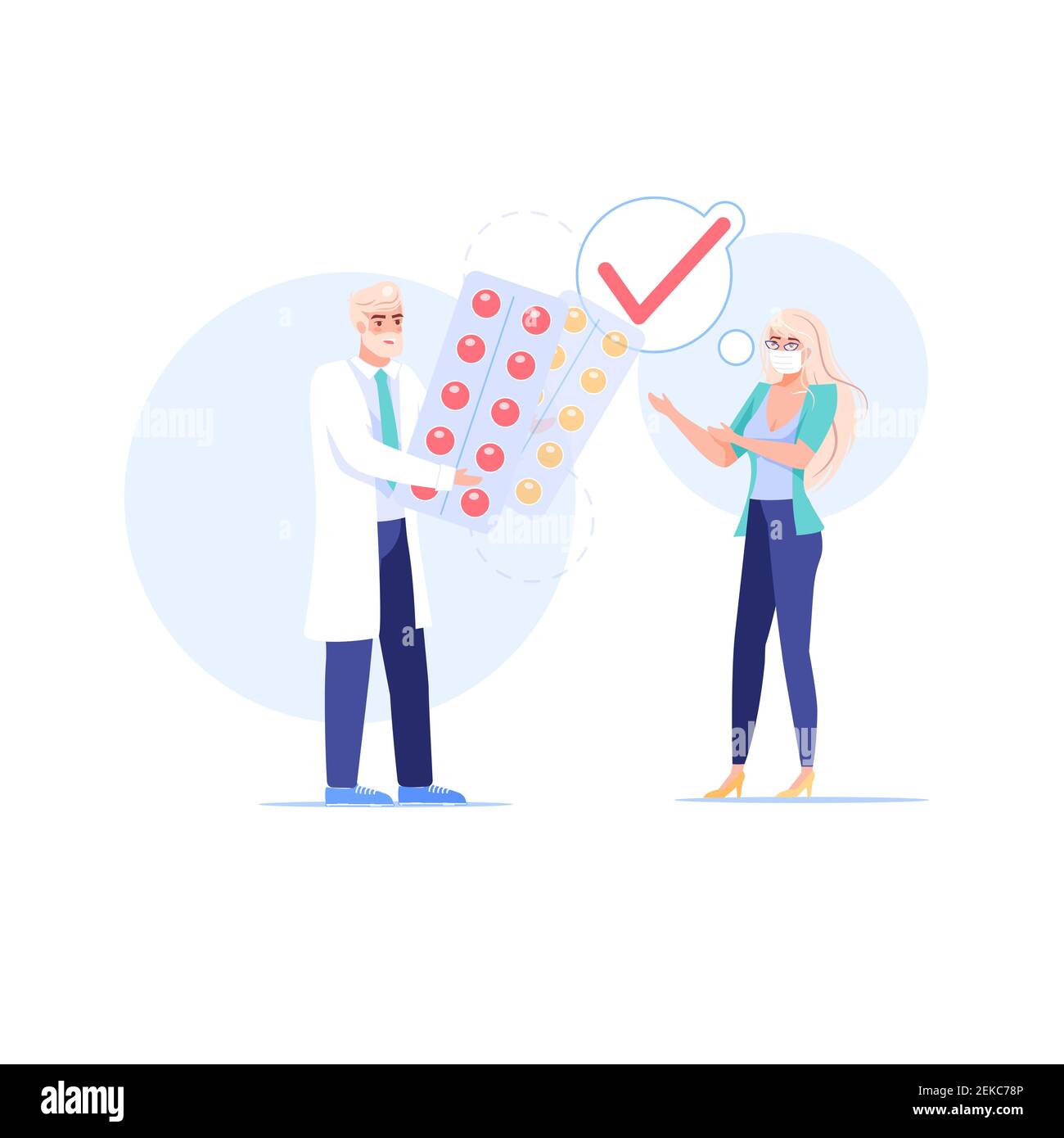 Flat cartoon patient and doctor characters,medical treatment ...