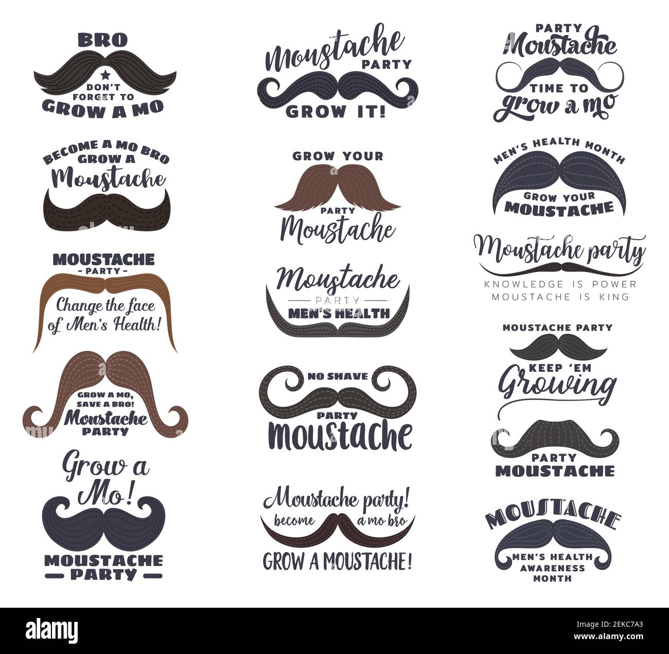 Moustache vector icons, men health month, prostate and testicular ...