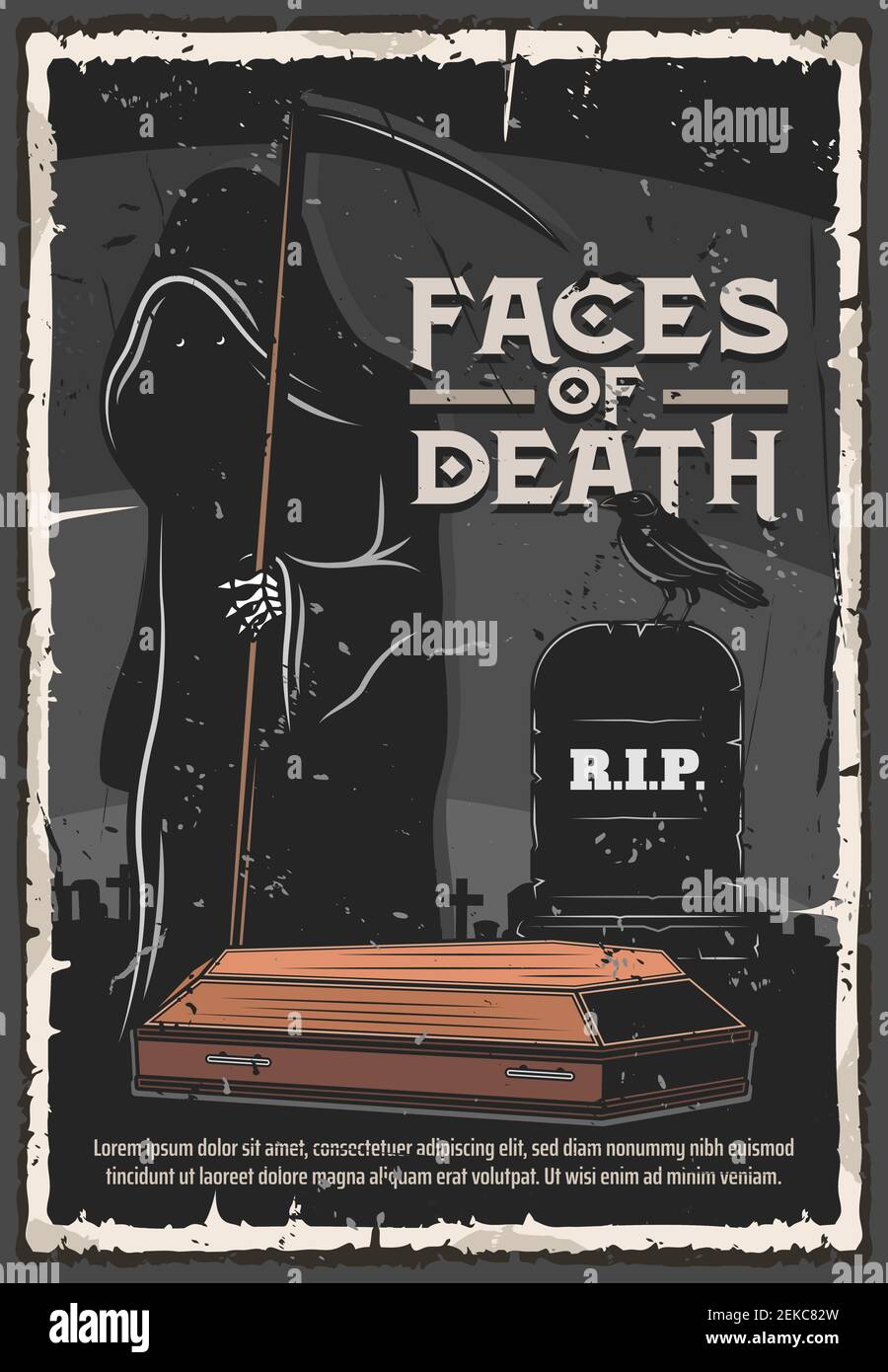 Funeral service, burial ceremony organization agency or company vintage ...