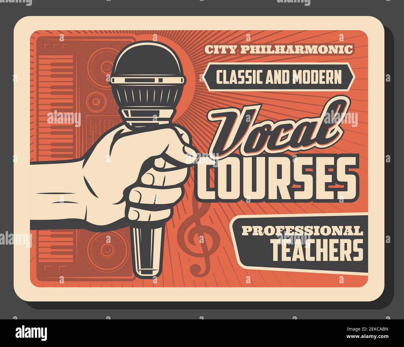 Vocal courses and choir lessons vector design of hand with microphone ...