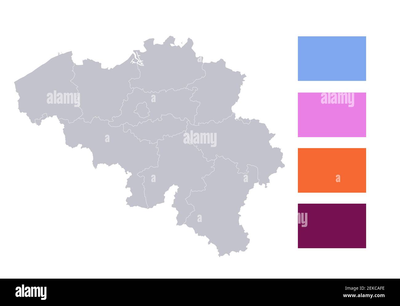 Infographics of Belgium map, individual regions blank Stock Photo - Alamy