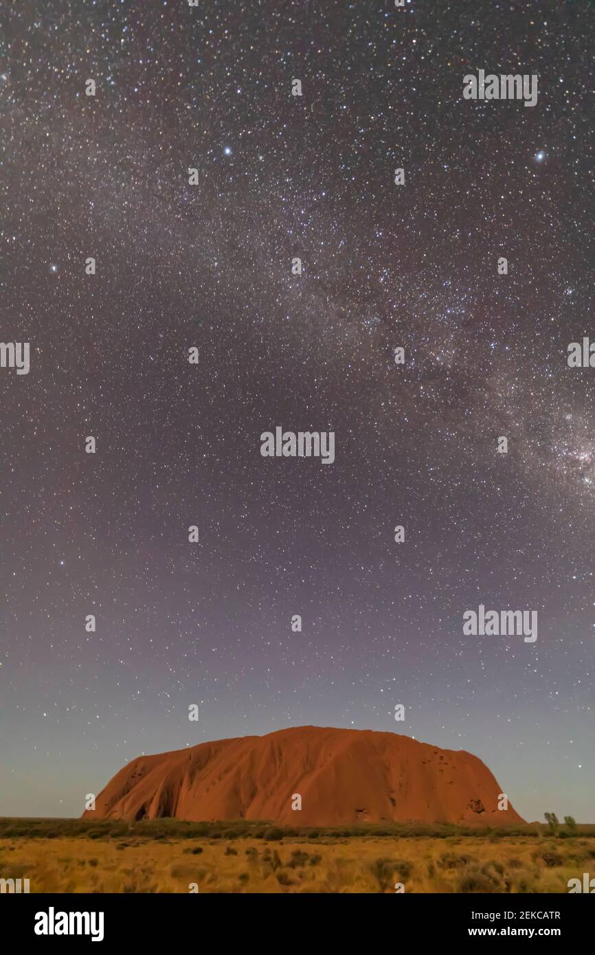 Australia, Northern Territory, Milky Way galaxy over Uluru (Ayers Rock ...