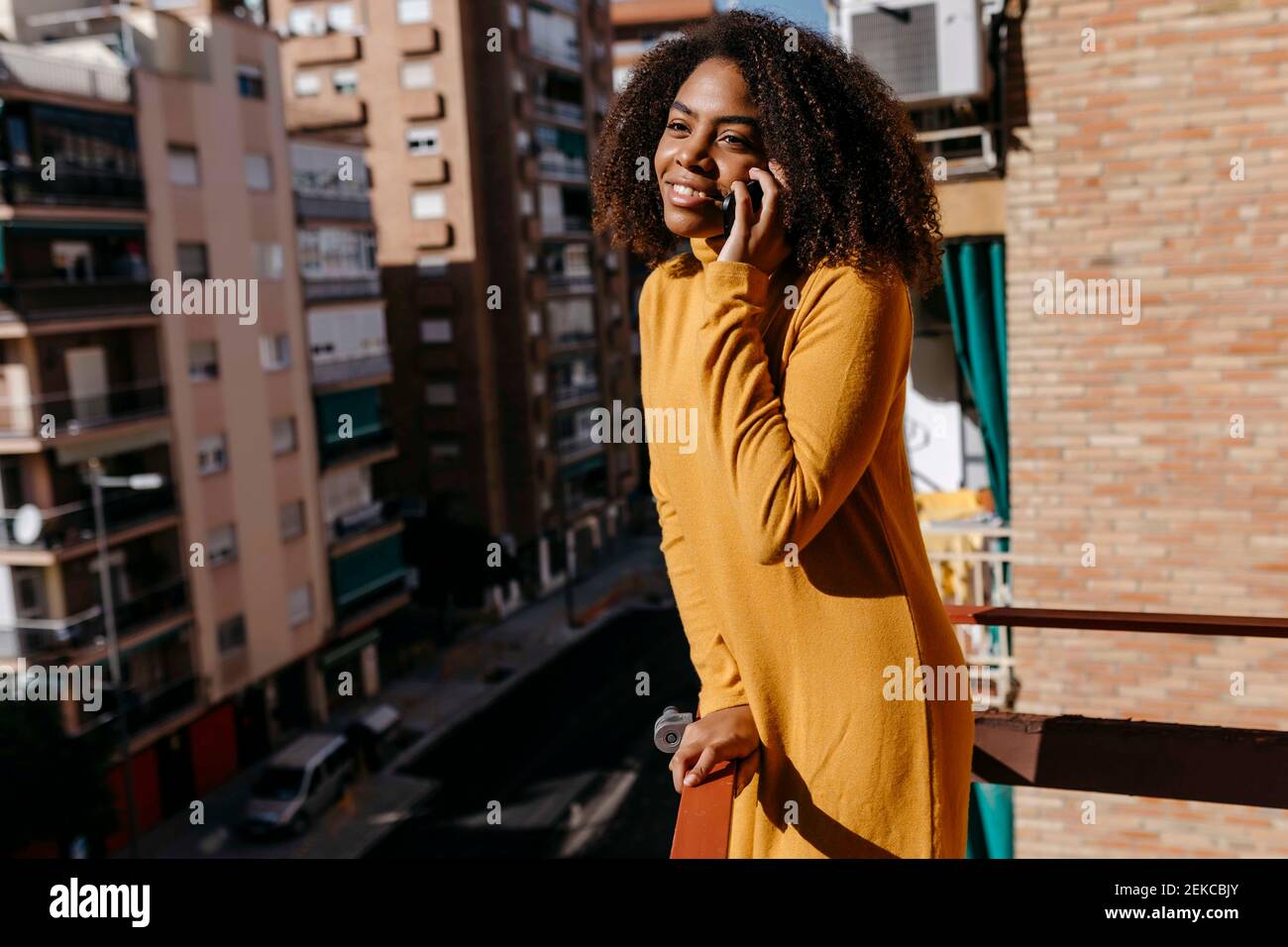 Side view positive woman talking hi-res stock photography and images ...