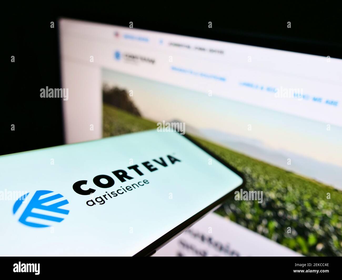 Mobile phone with business logo of US agricultural chemical company ...