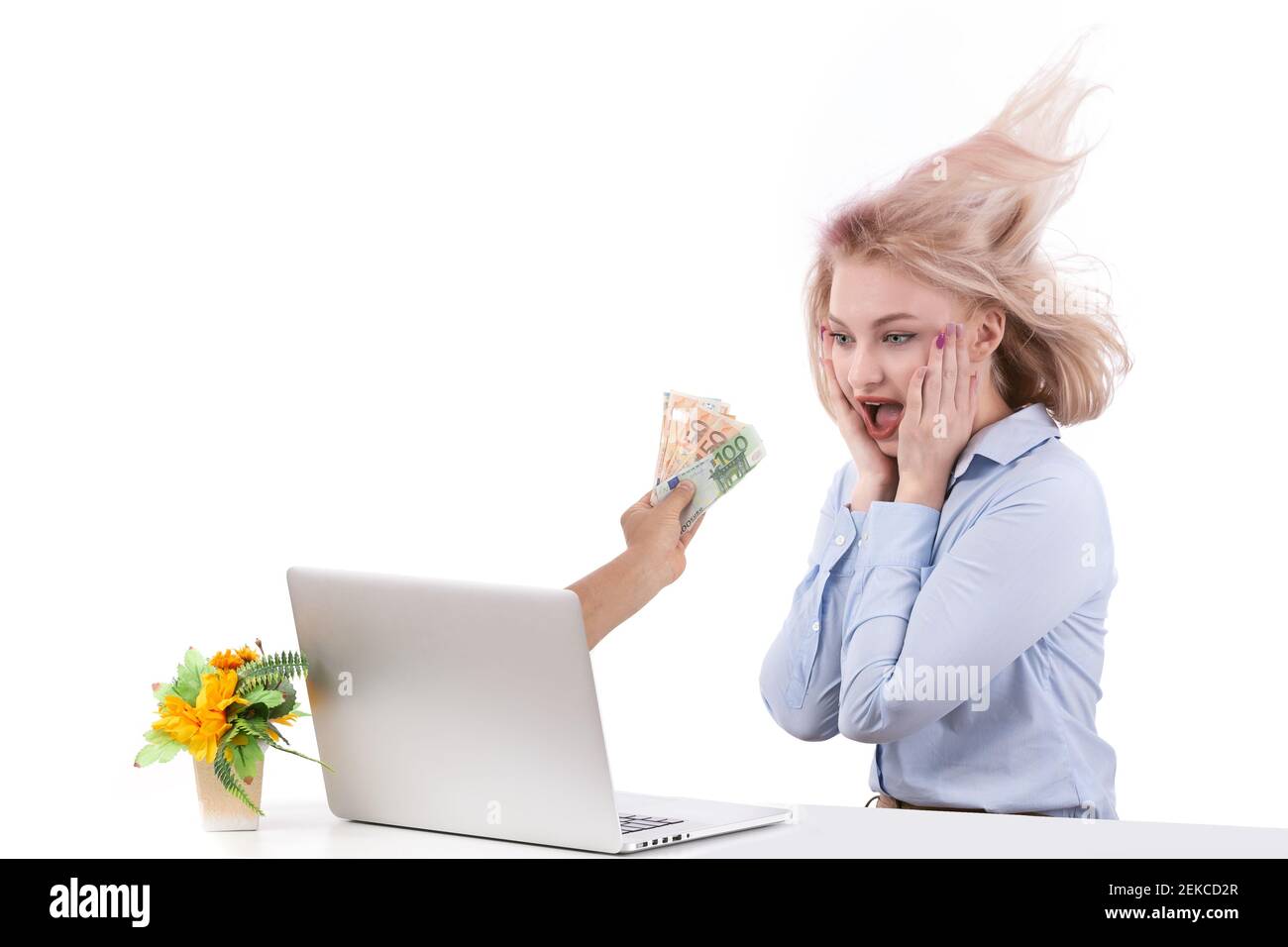 Money coming out of laptop hi-res stock photography and images - Alamy