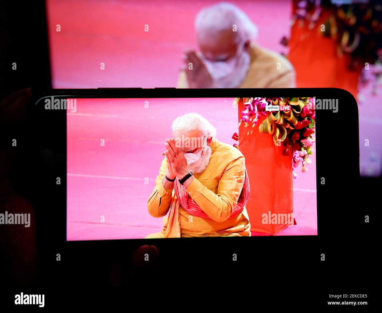 In this photo illustration, Indian Prime Minister, Narendra Modi seen ...