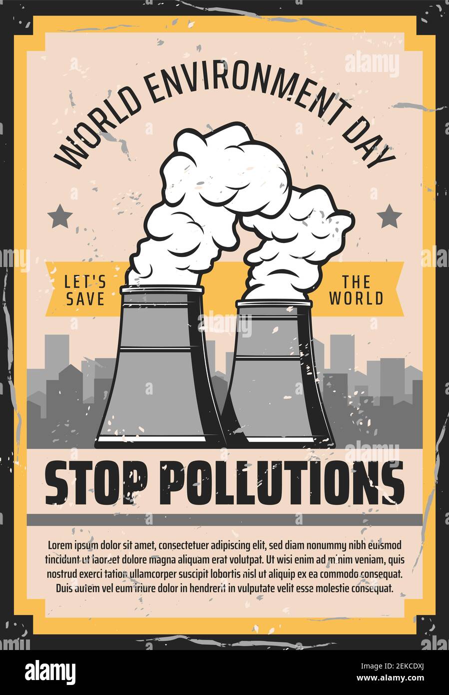 World Environment Day vector design of stop pollutions concept. Fuming ...