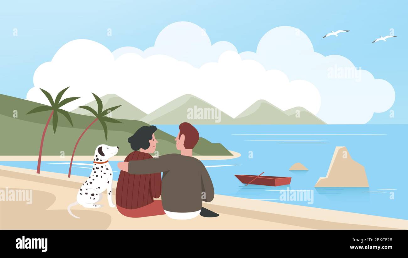 Man woman playing beach Stock Vector Images - Alamy