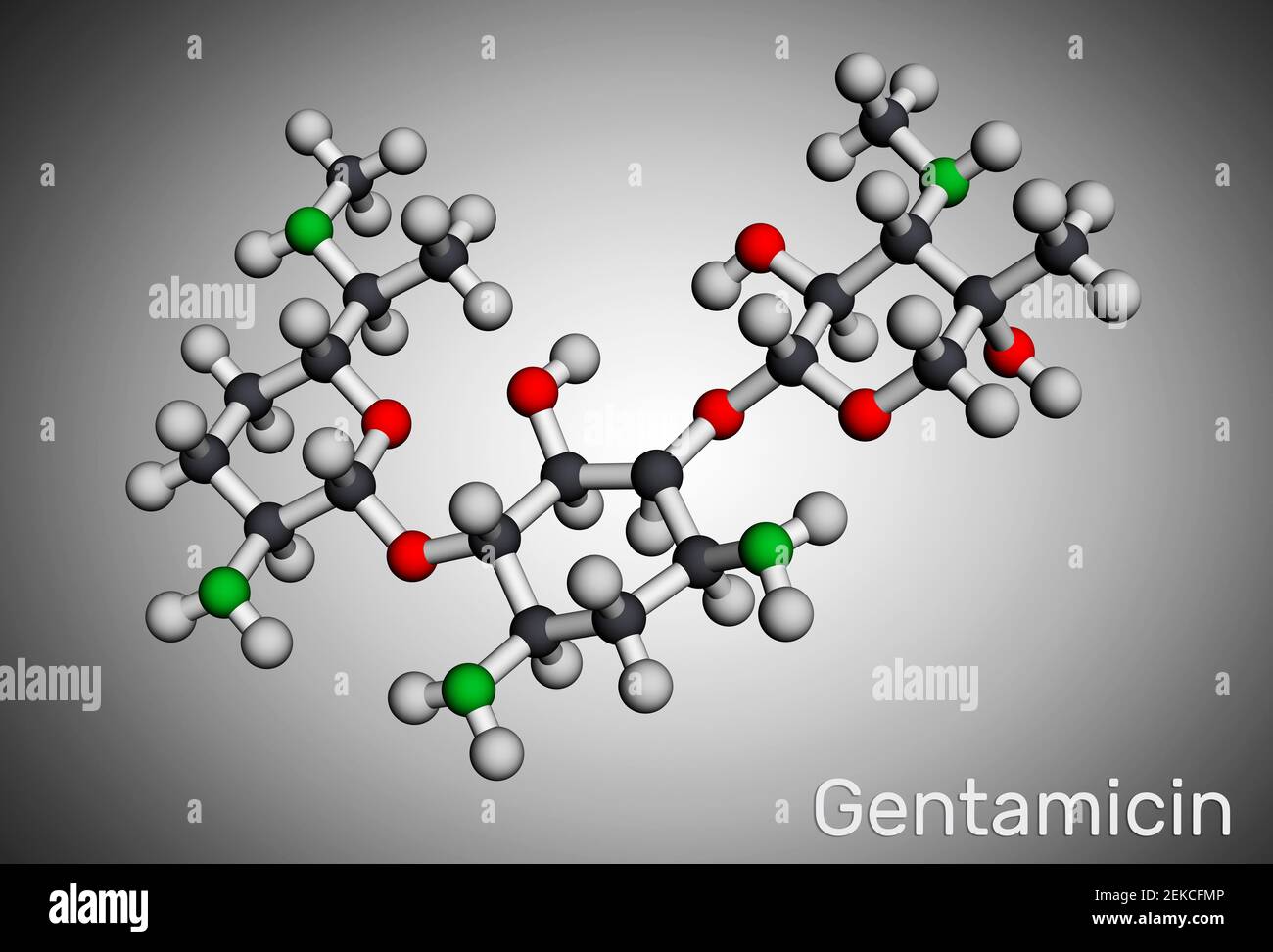 Gentamicin molecule. It is broad-spectrum aminoglycoside antibiotic ...