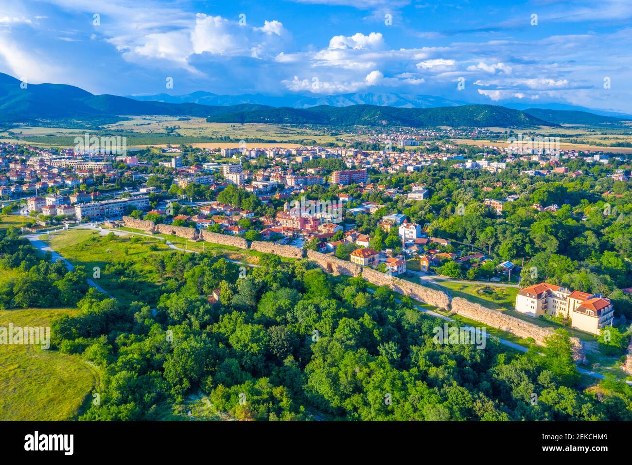 Aerial view of Bulgarian town Hisarya Stock Photo - Alamy