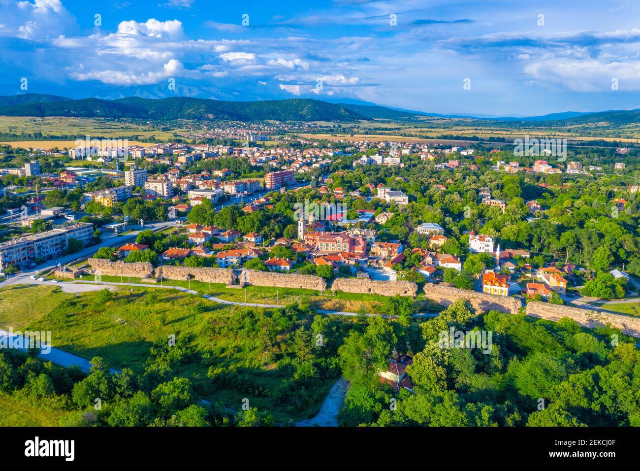Aerial view of Bulgarian town Hisarya Stock Photo - Alamy