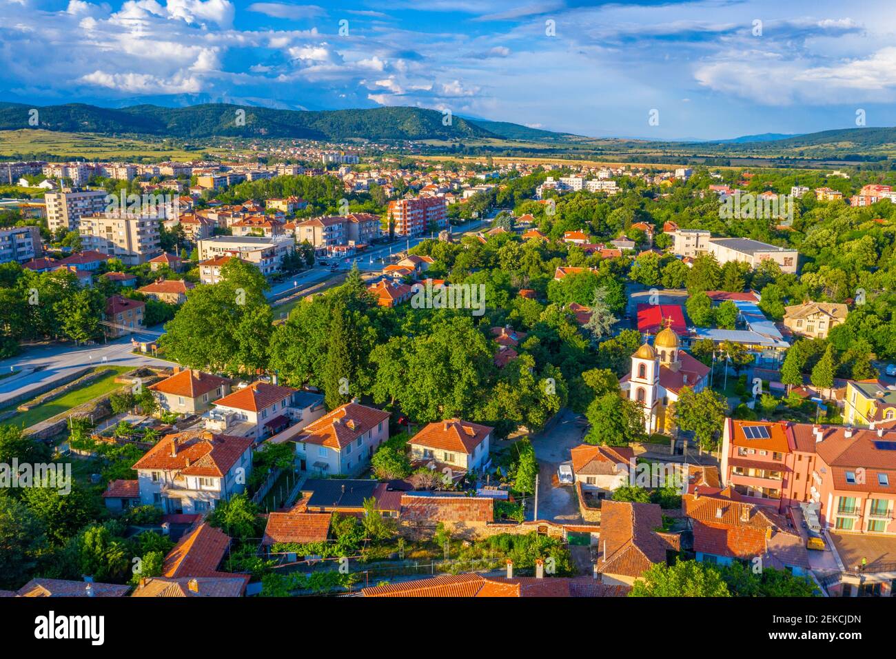 Aerial view of Bulgarian town Hisarya Stock Photo - Alamy
