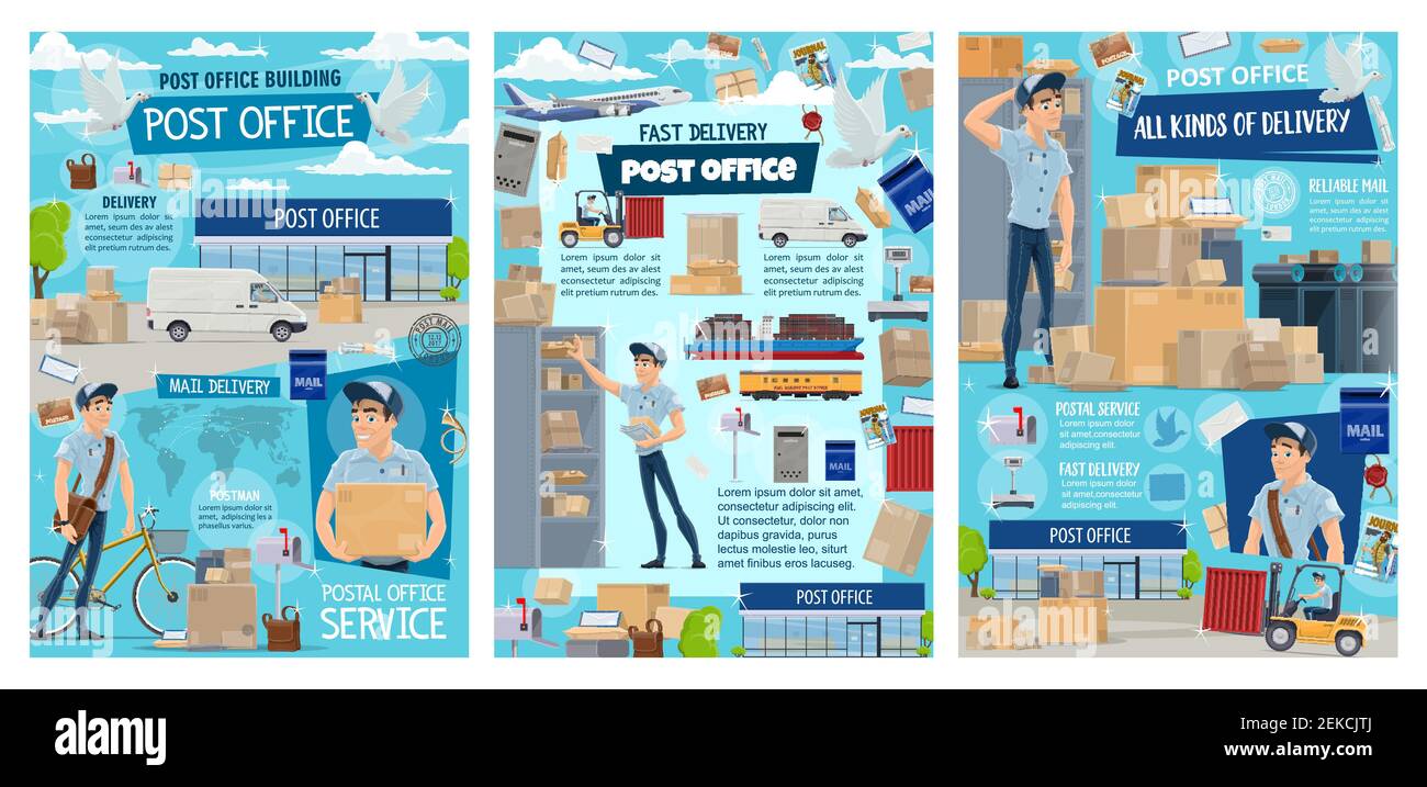 Post office and postal service of mail delivery vector design. Cartoon ...