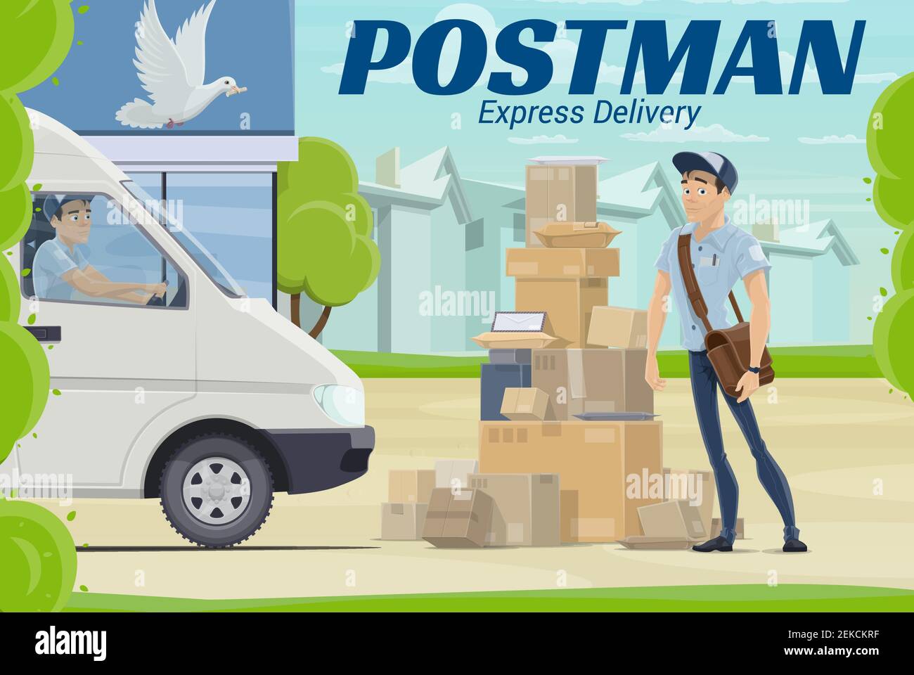 Mail delivery postal service vector design of postman or courier ...