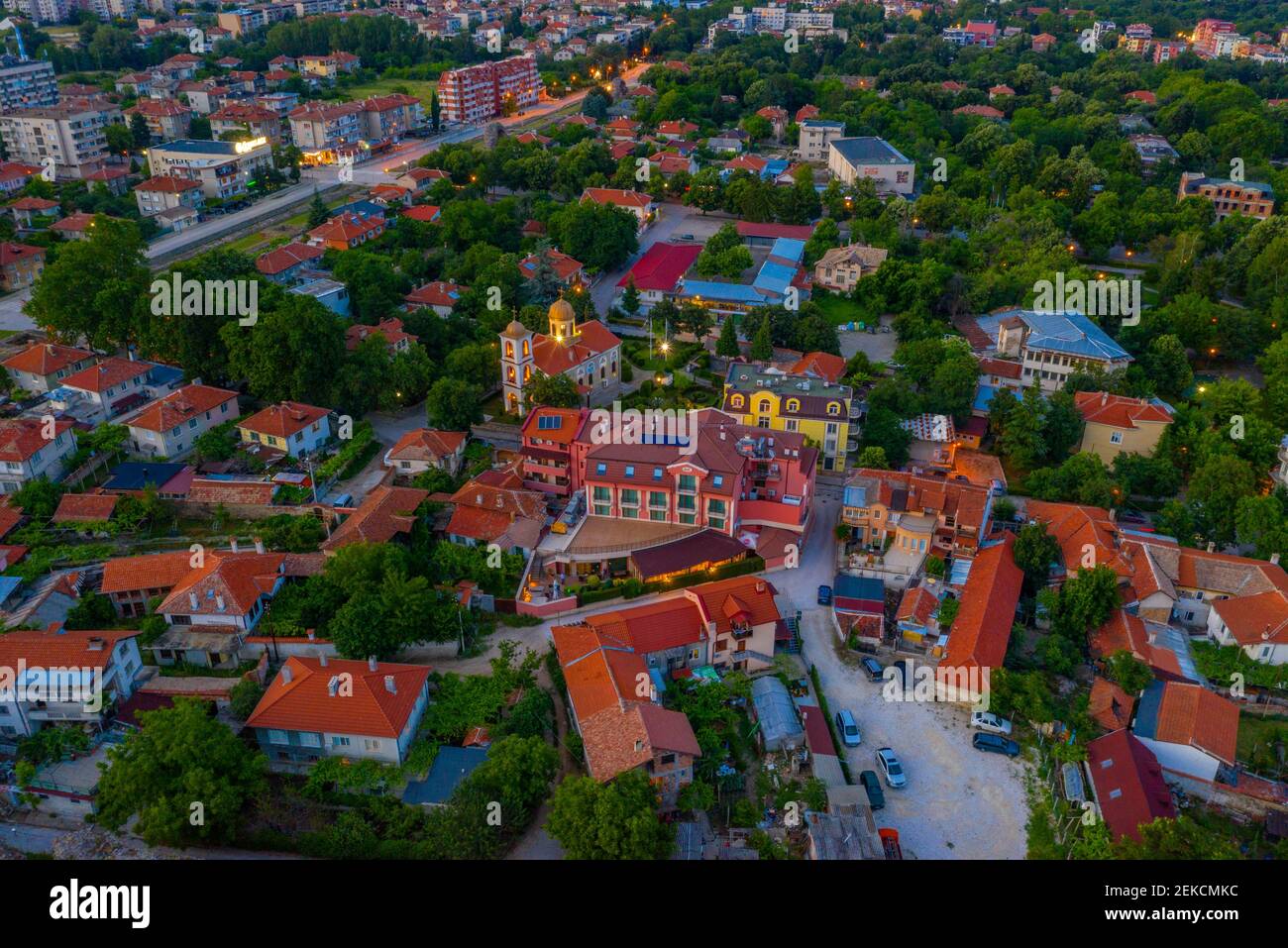 Aerial view of Bulgarian town Hisarya Stock Photo - Alamy