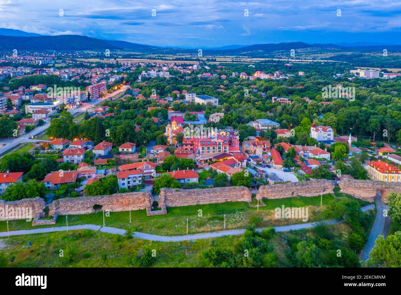Aerial view of Bulgarian town Hisarya Stock Photo - Alamy