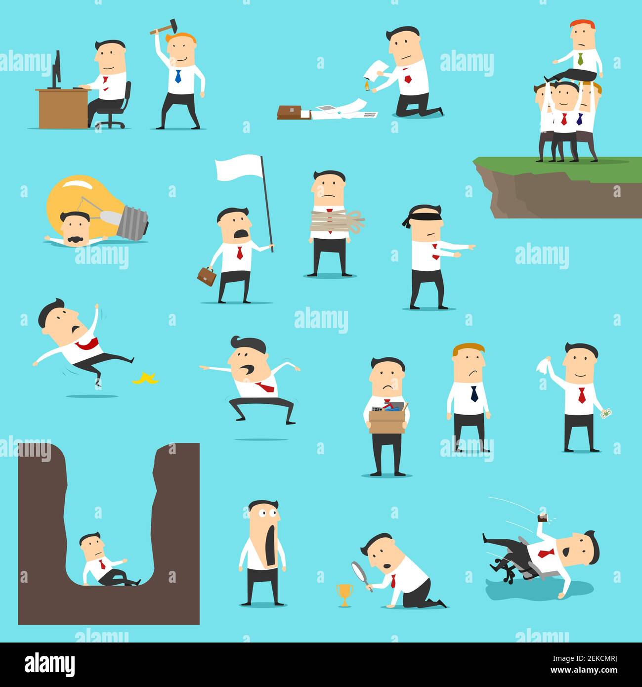 Business failures of unsuccessful businessman vector design. Sad and ...