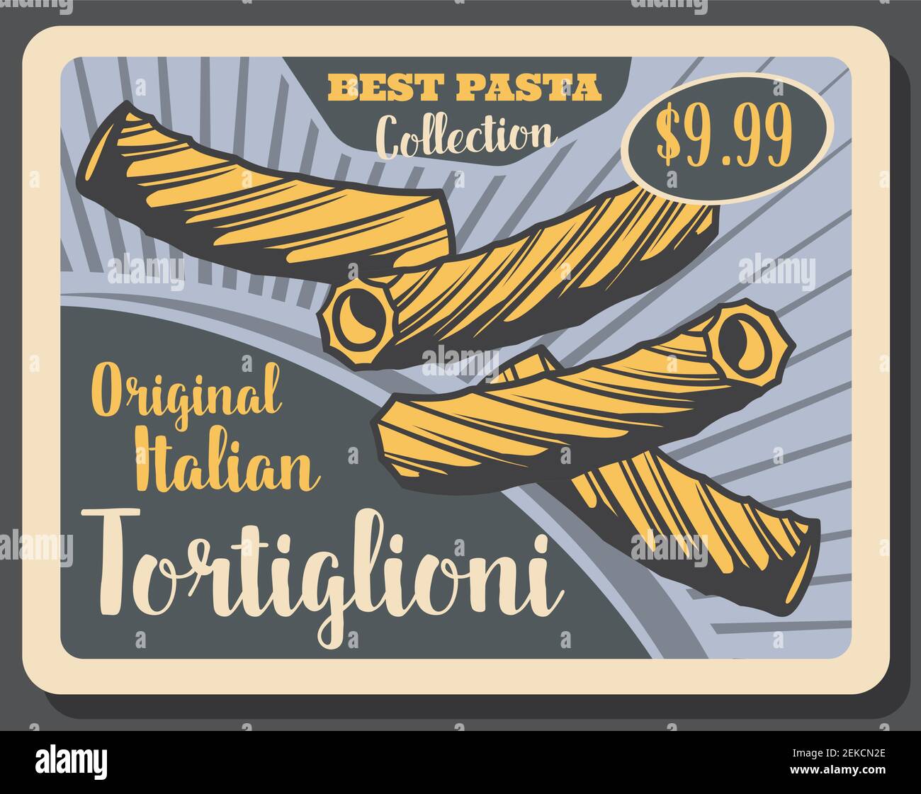 Tortiglioni pasta of Italian cuisine vector design. Tube shaped ...