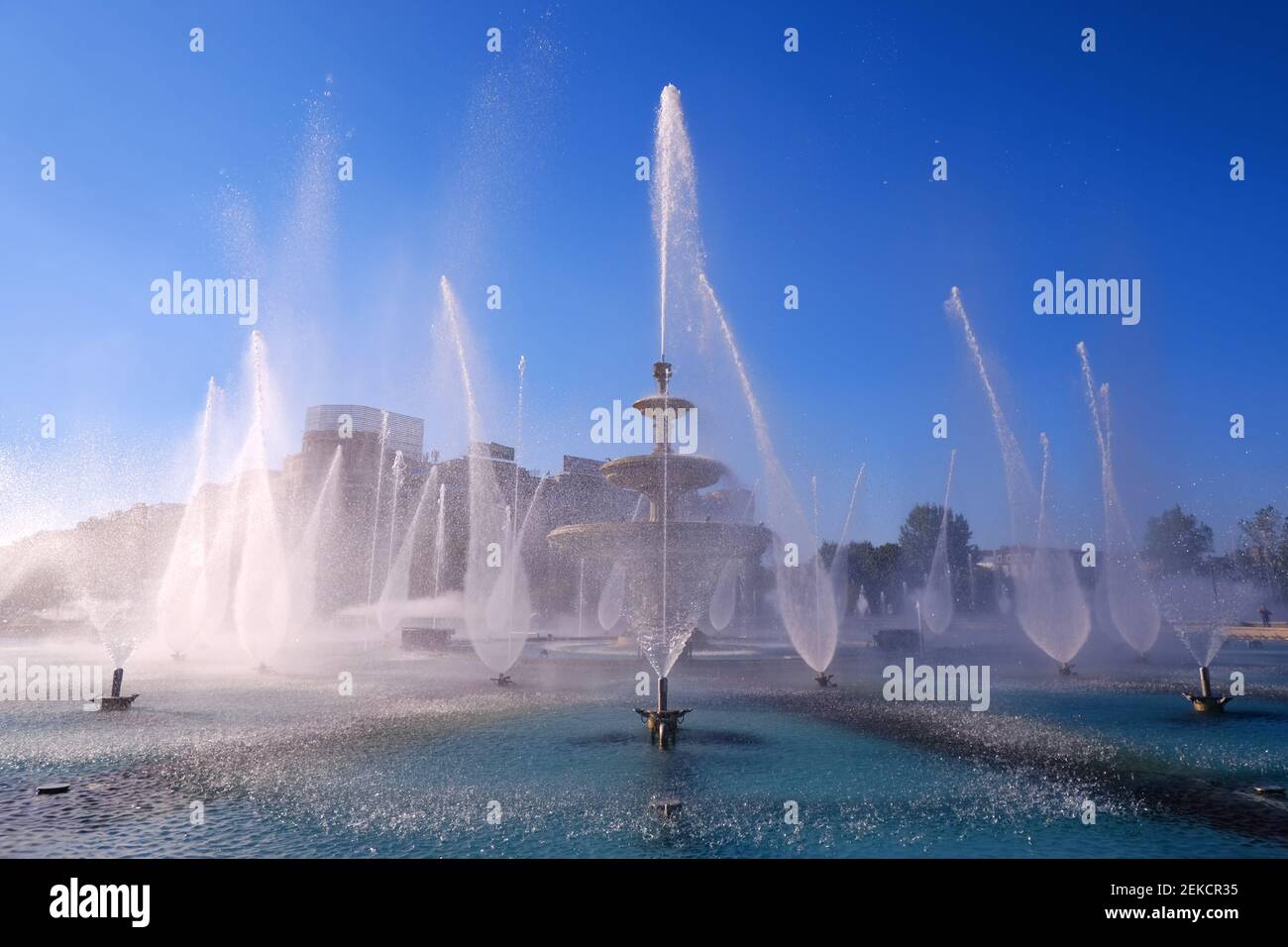 Amazing water fountains in the downtown of Bucharest City, Union's ...