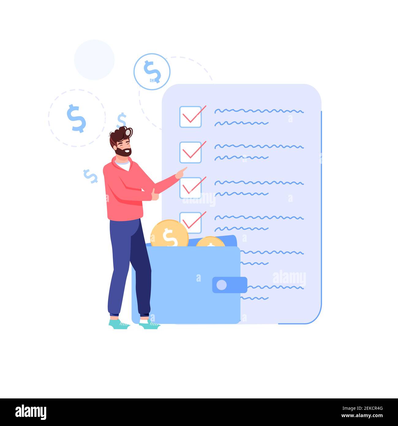 Flat cartoon man character home budget finance management plan,vector ...