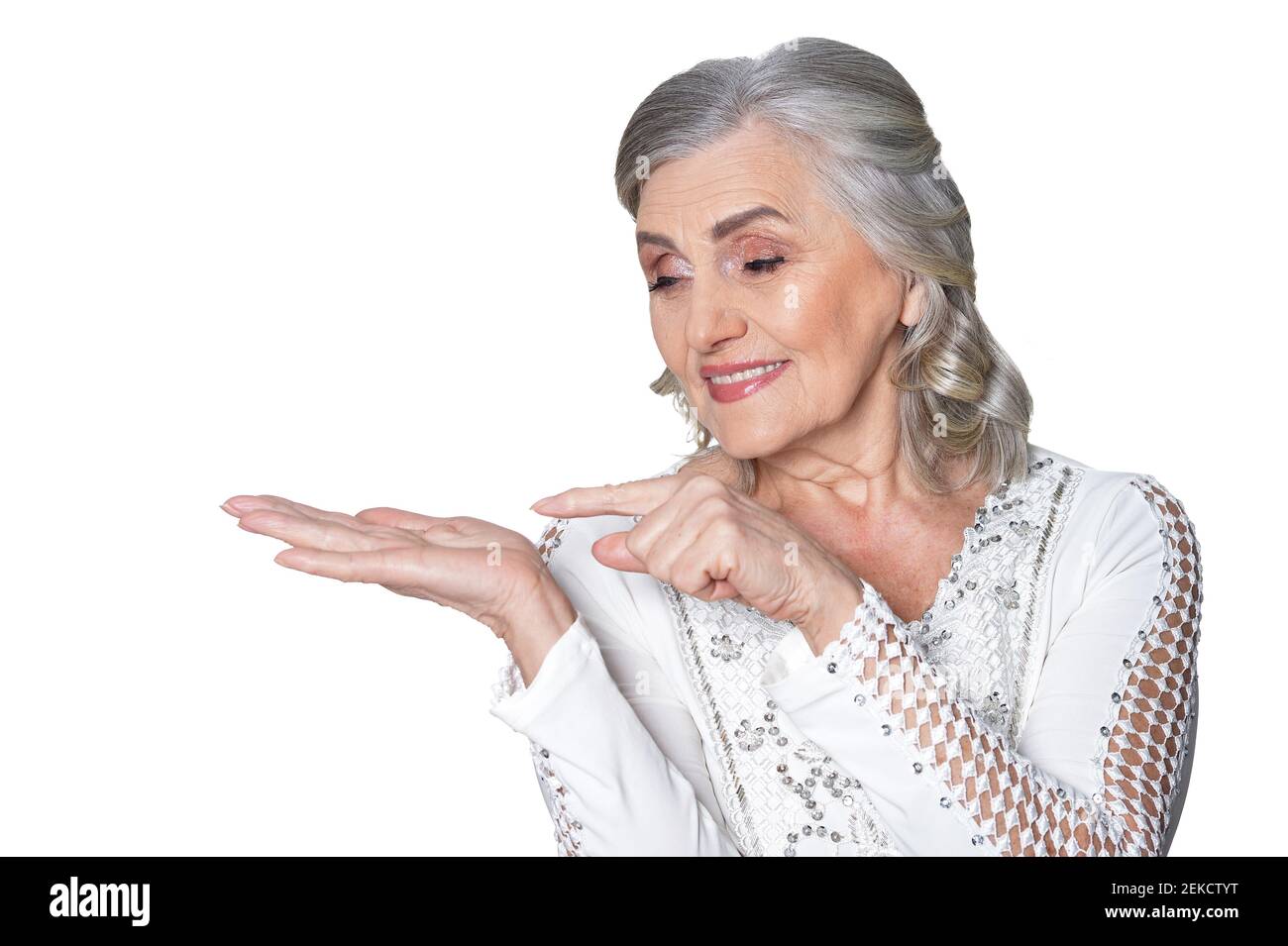 Senior woman pointing to you hi-res stock photography and images - Alamy