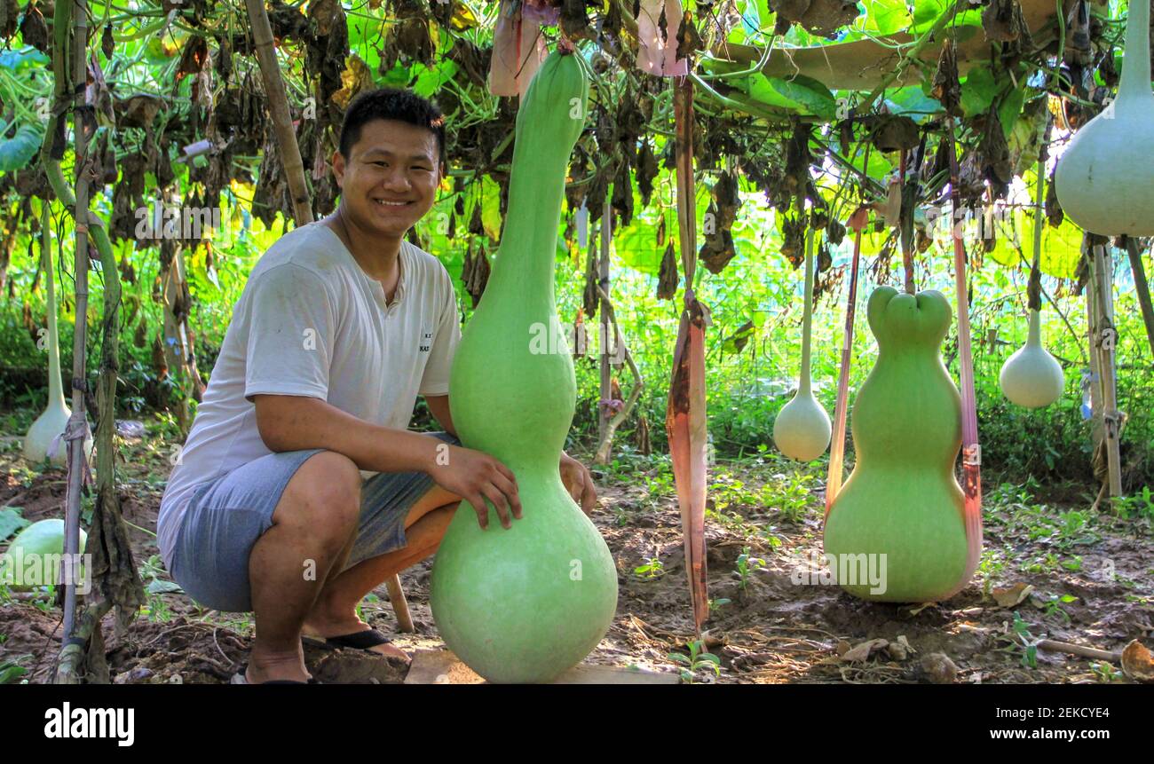 HANDAN, CHINA - AUGUST 9, 2020 - Ren Jinli's eldest son poses for a ...