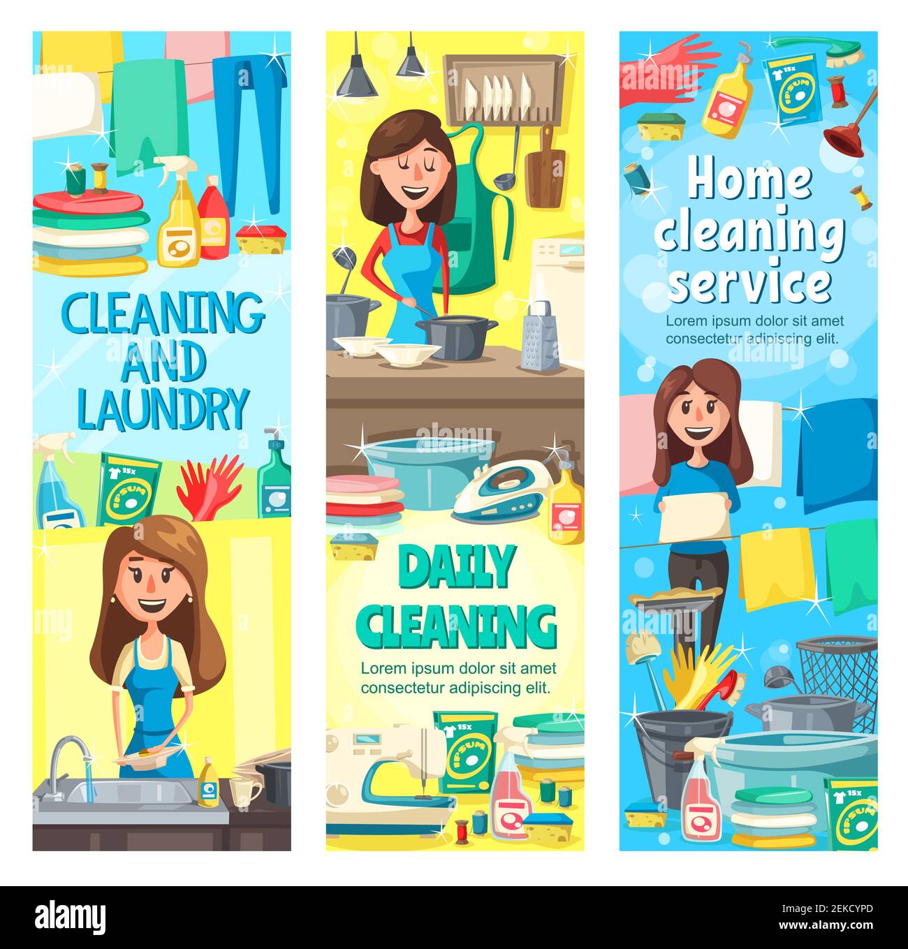 Cartoon housewife washing dishes hi-res stock photography and images ...