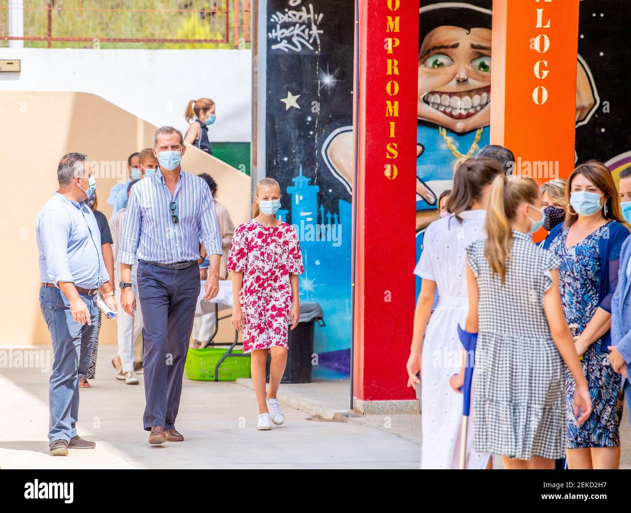 King Felipe VI of Spain with Princess Leonor during a visit to Centro ...
