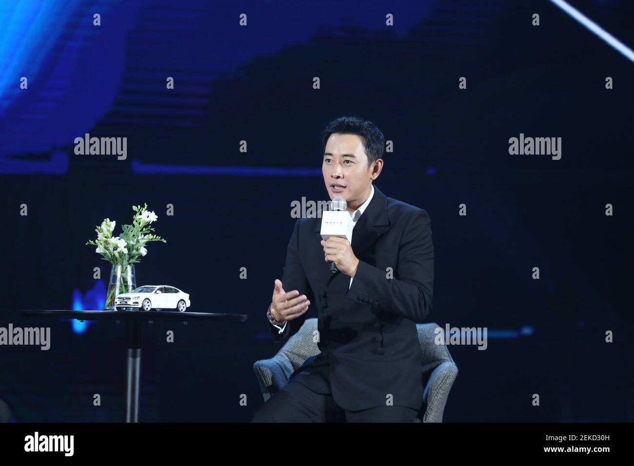 Chinese actor Luo Jin attends a brand promotional event in Shanghai ...