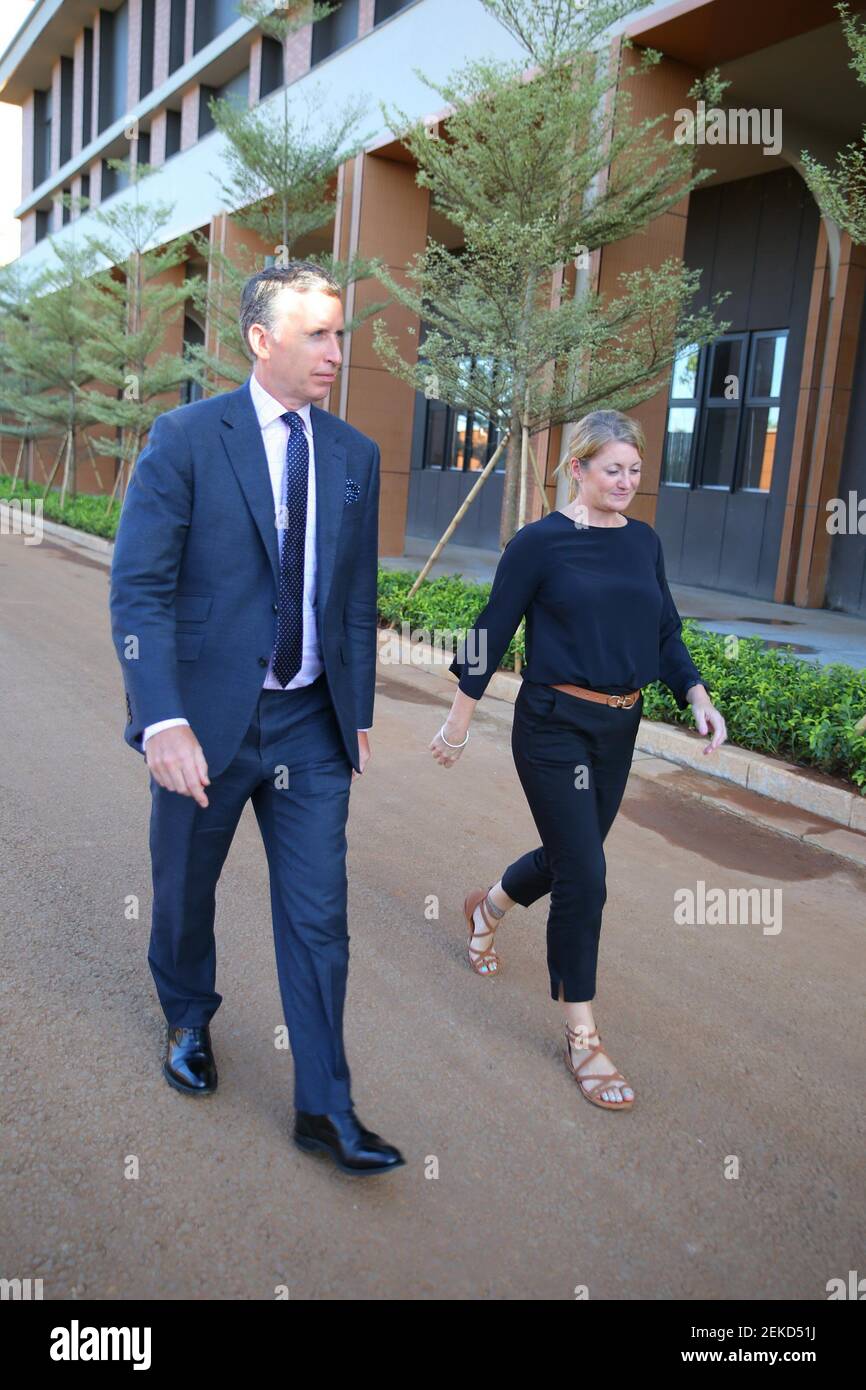 Charles Ellison, the head master of Harrow Shanghai, left, arrives at ...