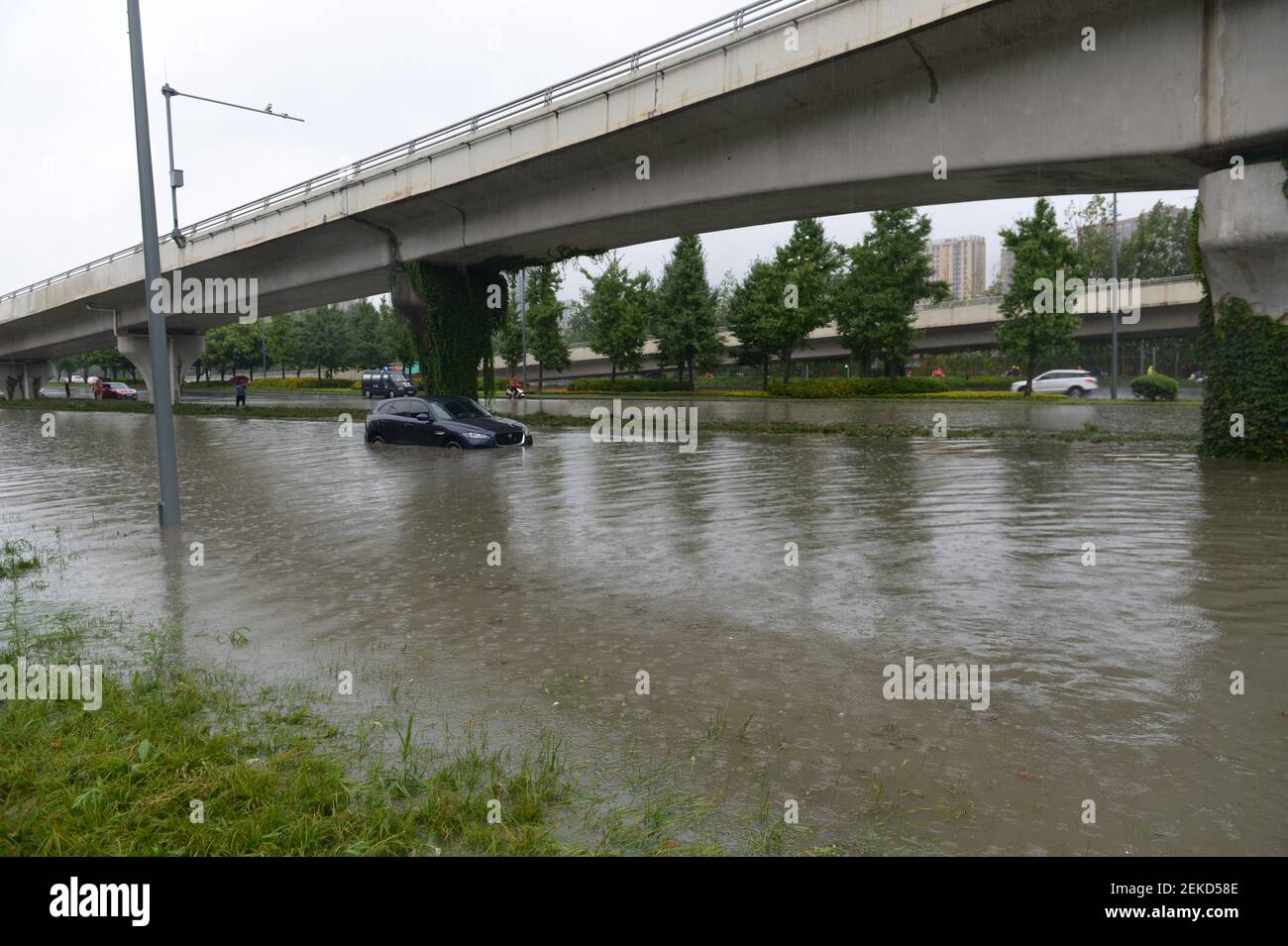 People travel through the city logging caused by heavy rainfall in ...