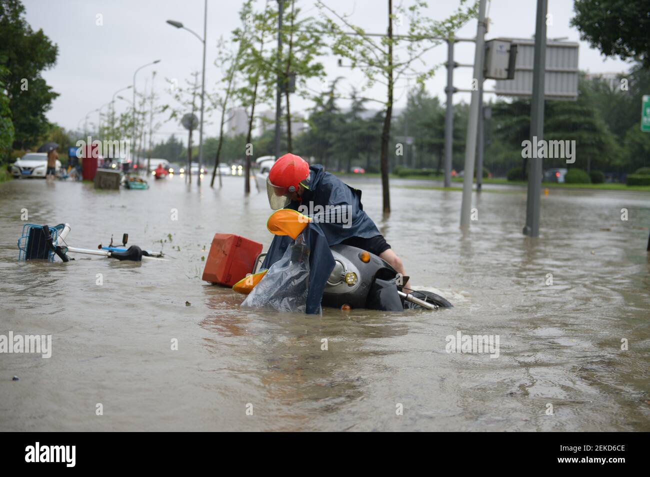 The street was flooded by a heavy rain in Chengdu, Sichuan, China on ...