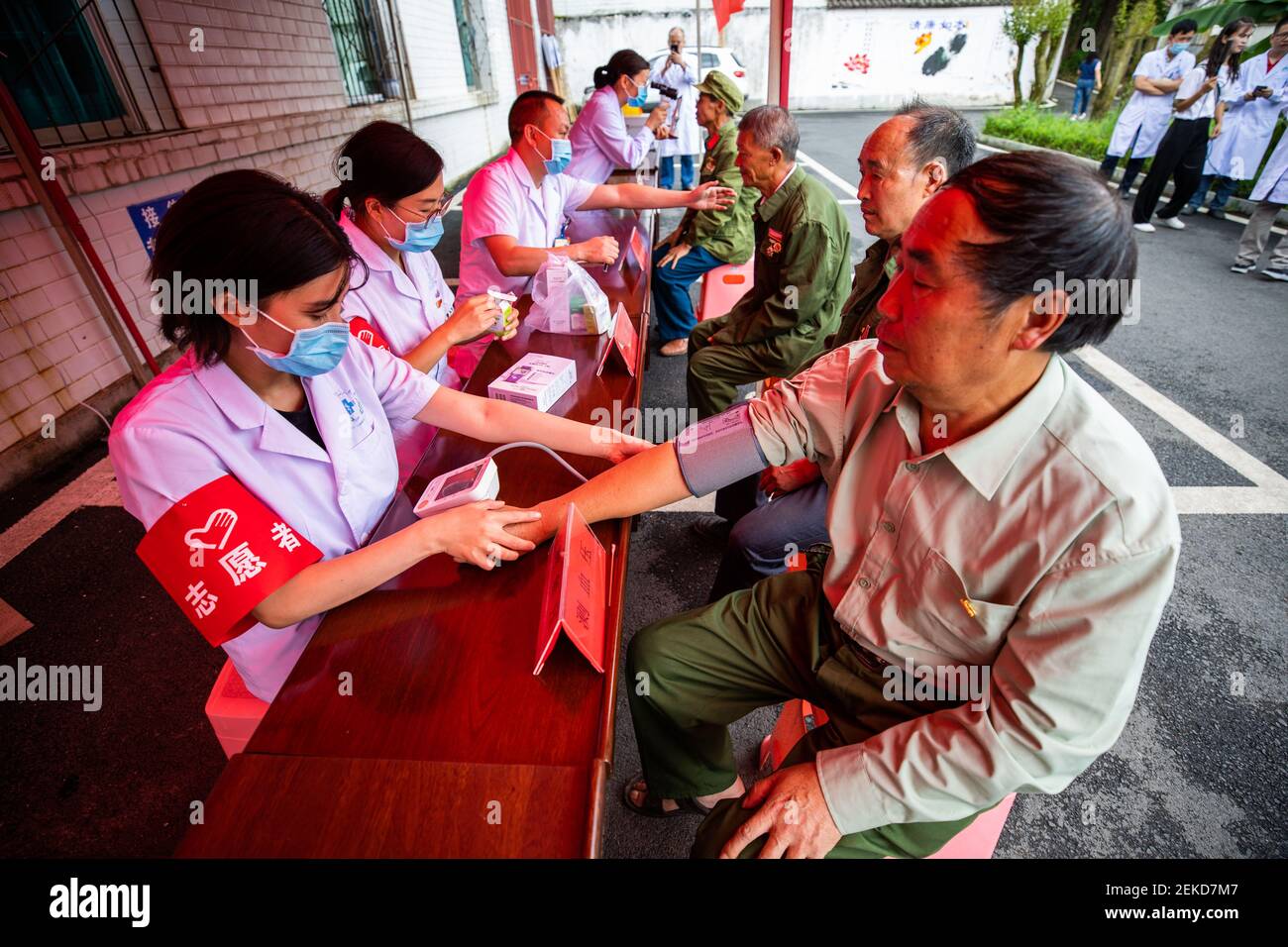 BIJIE, CHINA - AUGUST 13, 2020 - Medical workers do physical ...