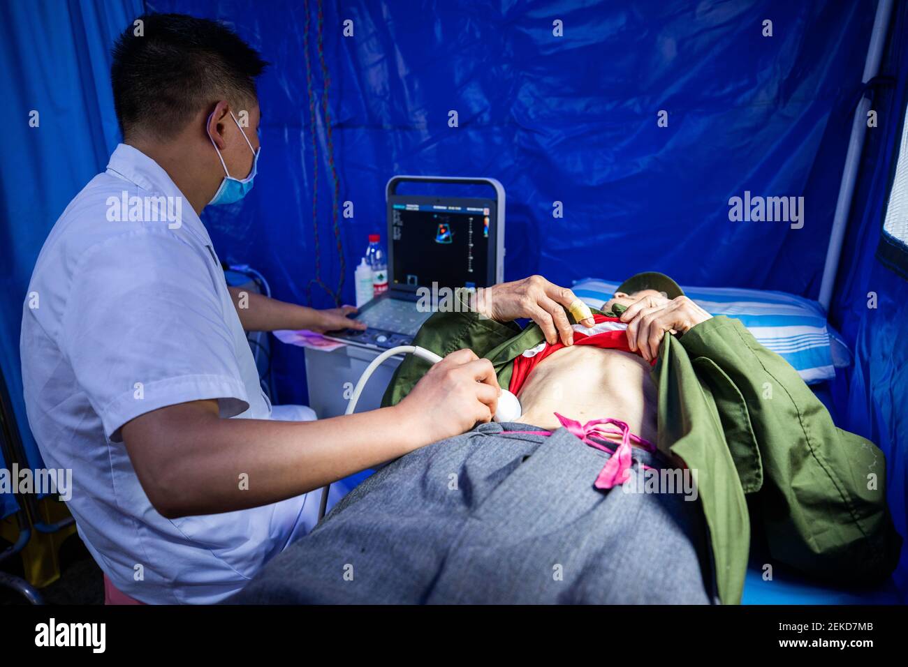 BIJIE, CHINA - AUGUST 13, 2020 - Medical workers do physical ...
