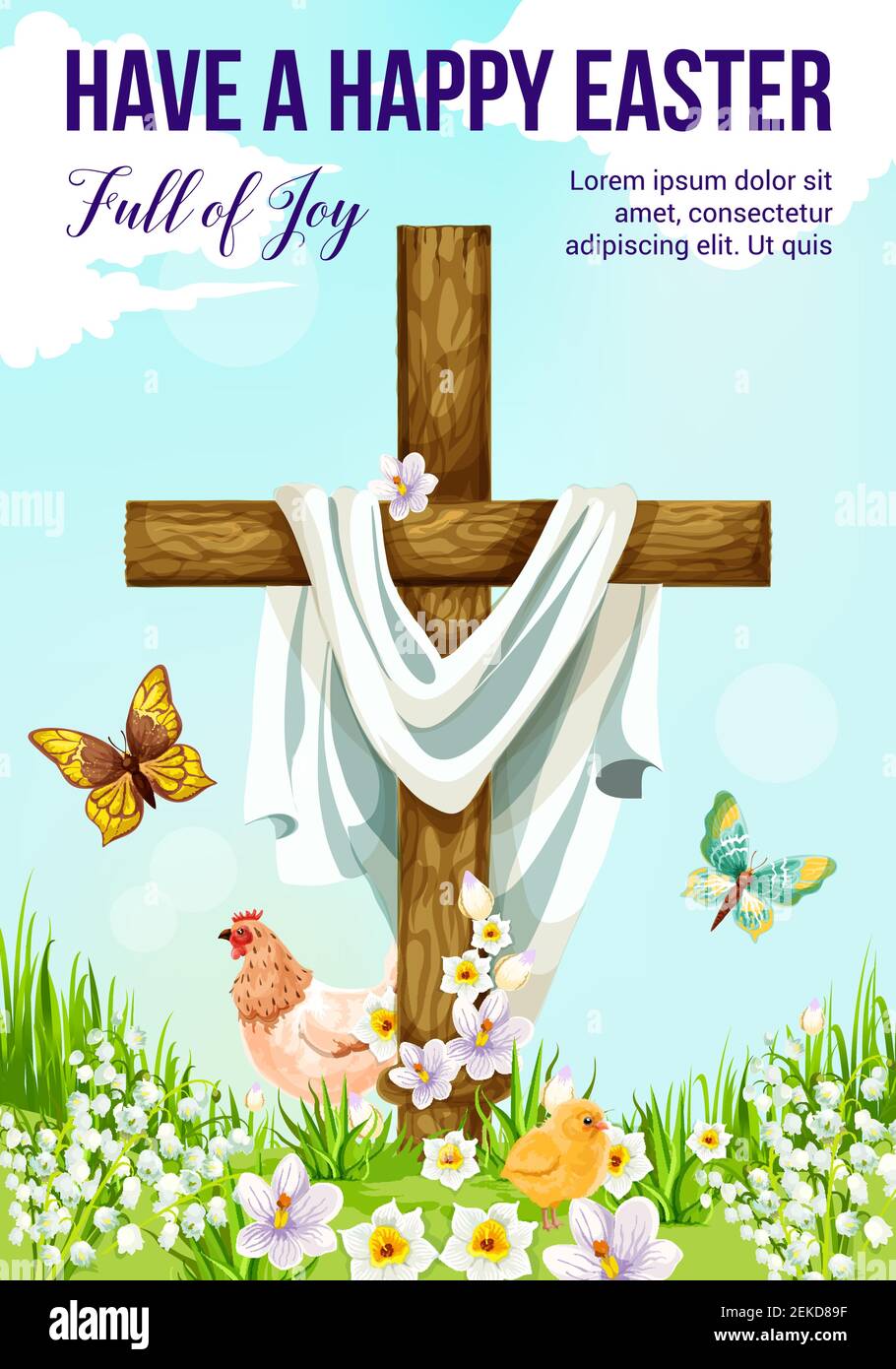 Happy Easter Cross Flowers