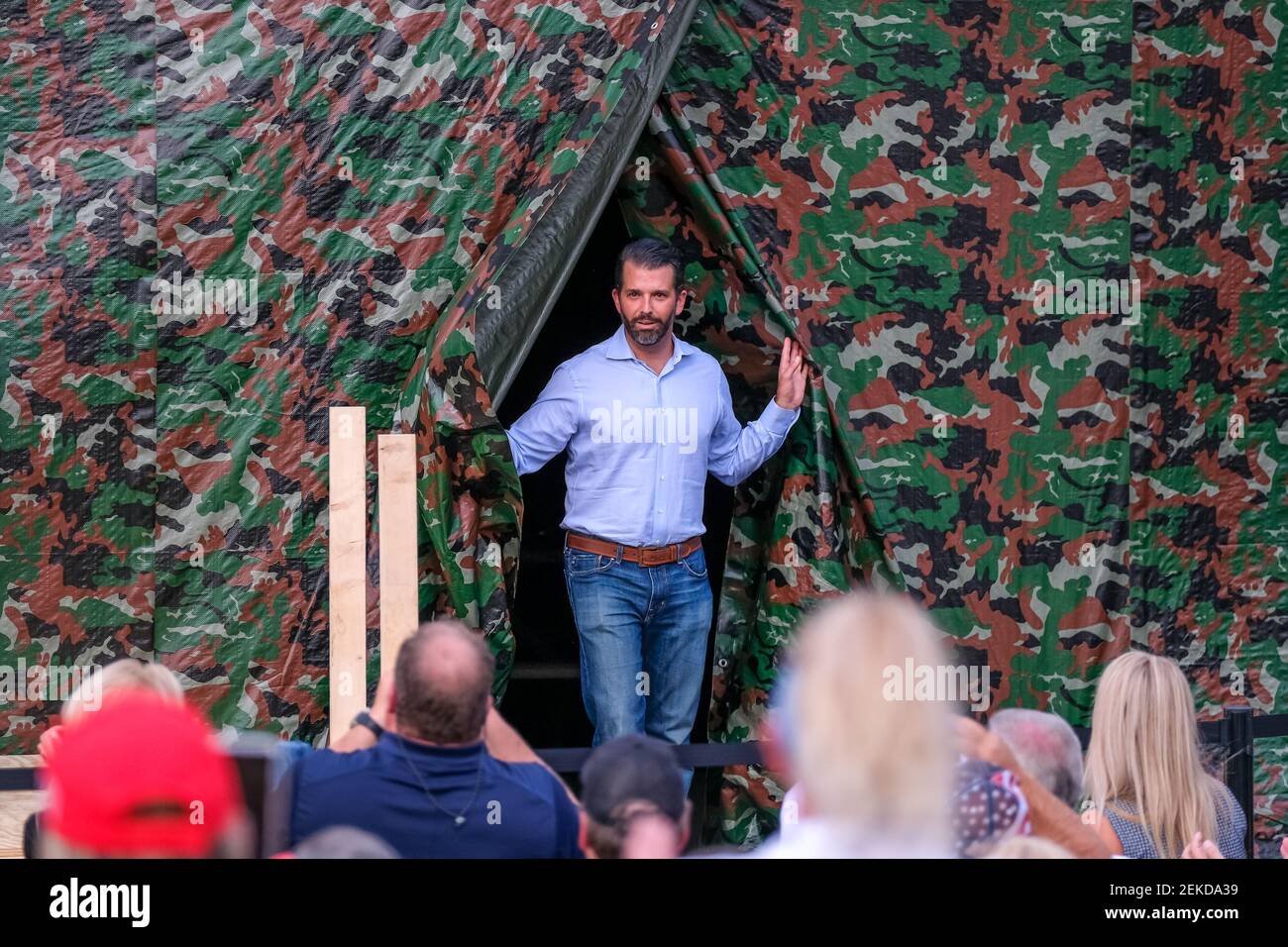 Donald Trump Jr, takes the stage at the Sportsmen for Trump Launch in Coplay. (Photo by Preston ...