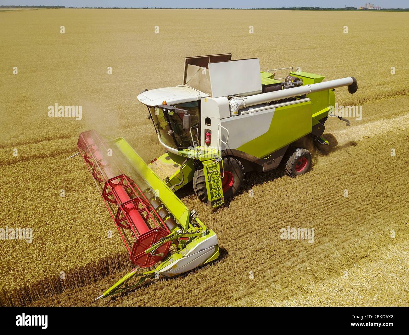 Aerial shot combine harvester on hi-res stock photography and images ...